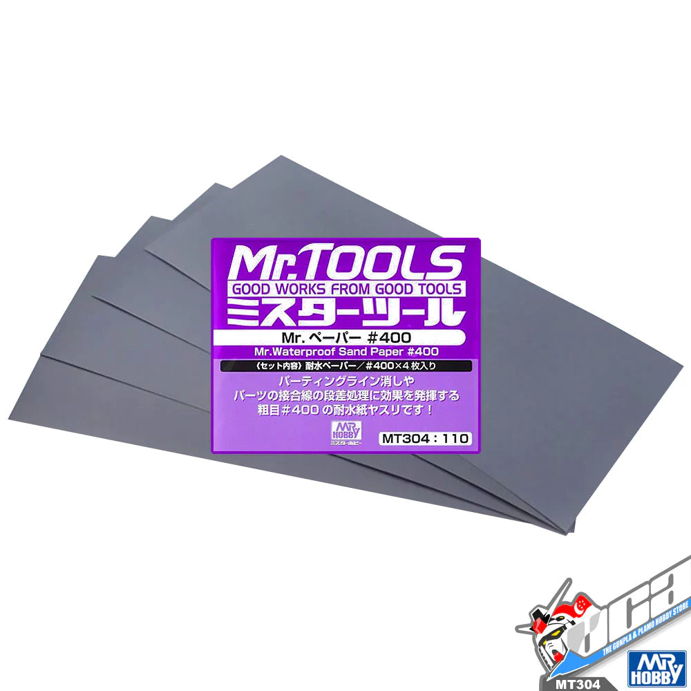 MT304 Mr.Waterproof Sand Paper #400 (4 Pcs) - Mr.Hobby - GSI – BlasterChile